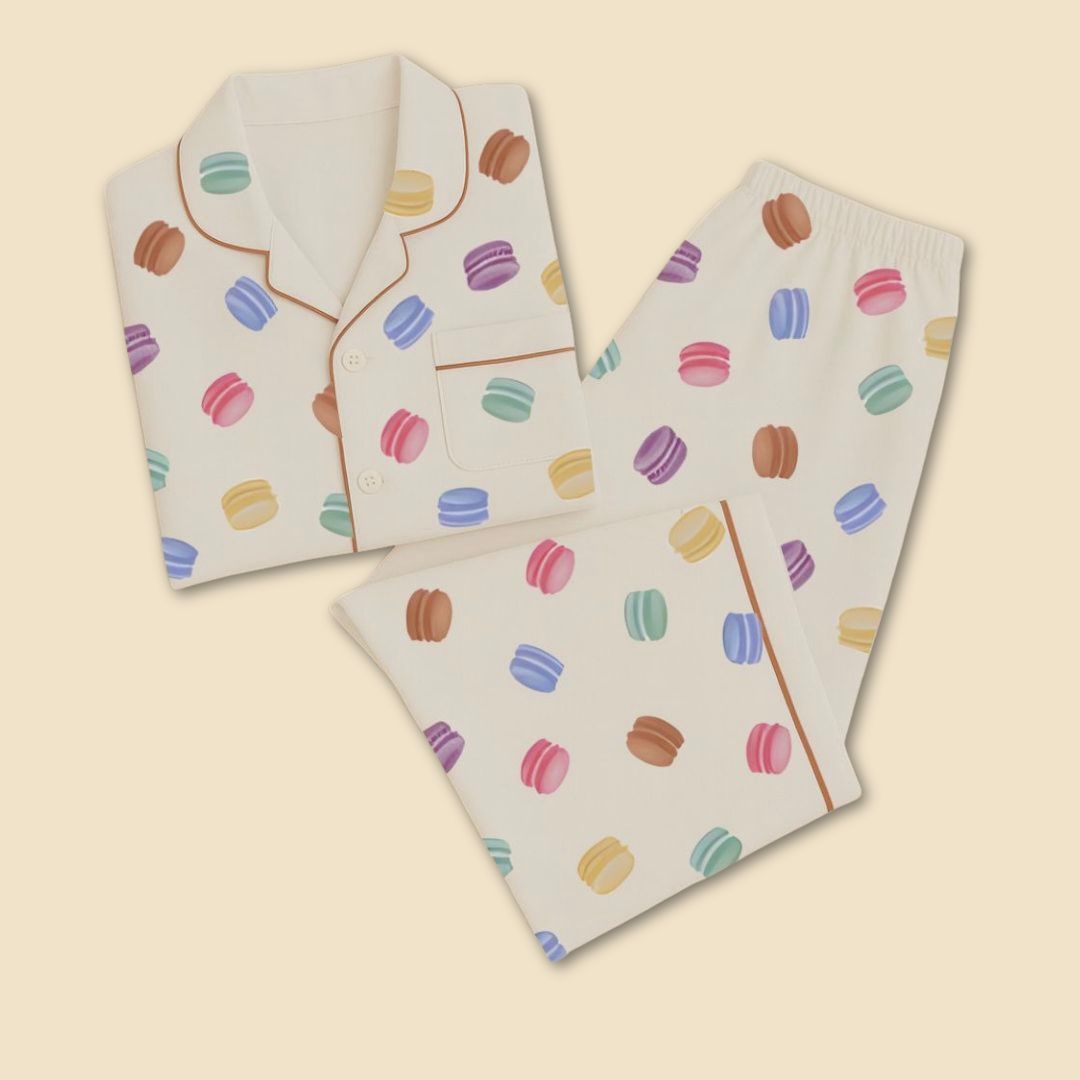 Macaron Magic Print Nightsuit – tuck and tots
